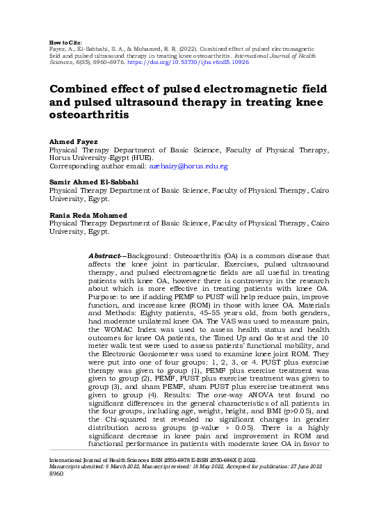 (PDF) Combined effect of pulsed electromagnetic field and pulsed ultrasound therapy in treating ...