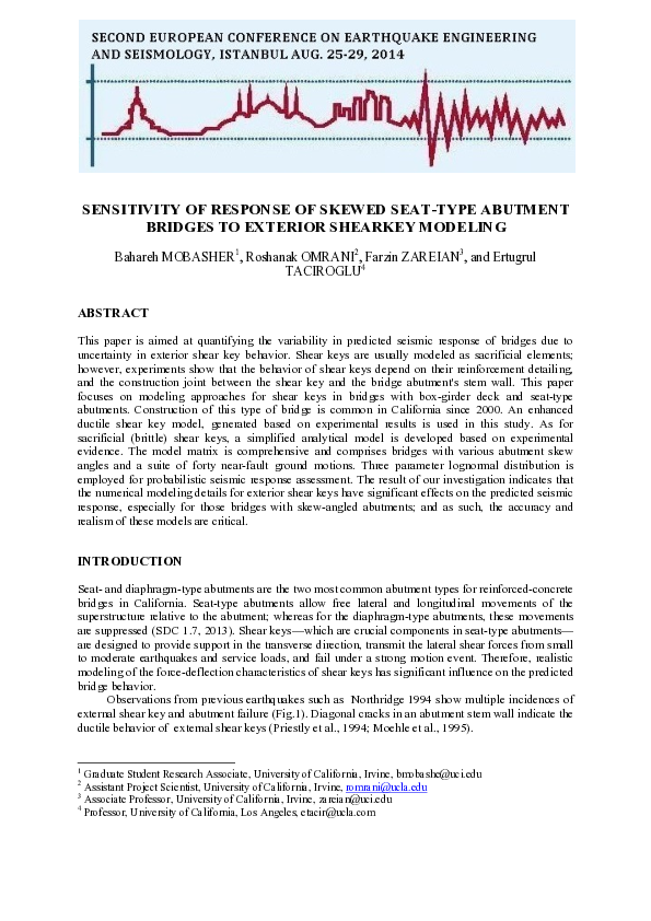 (PDF) Sensitivity of Response of Skewed Seat-Type Abutment Bridges to ... (PDF) Sensitivity of Response of Skewed Seat-Type Abutment Bridges to ...