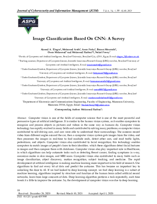 Pdf Image Classification Based On Cnn A Survey