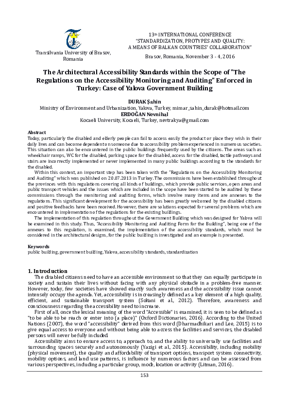 (PDF) The Architectural Accessibility Standards within the Scope of ...