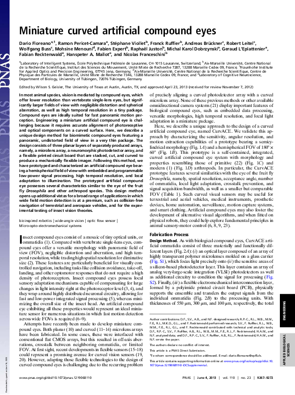(PDF) Miniature curved artificial compound eyes | Stéphane Viollet ...