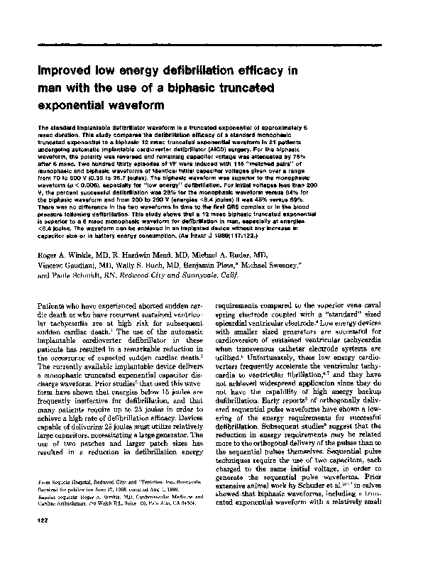 (PDF) Improved low energy defibrillation efficacy in man with the use ...