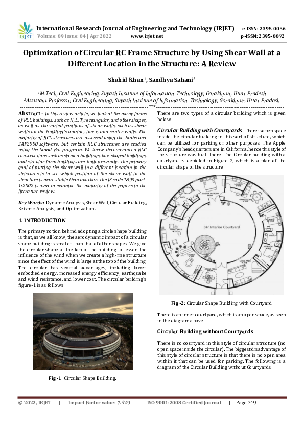 (PDF) Optimization of Circular RC Frame Structure by Using Shear Wall ...