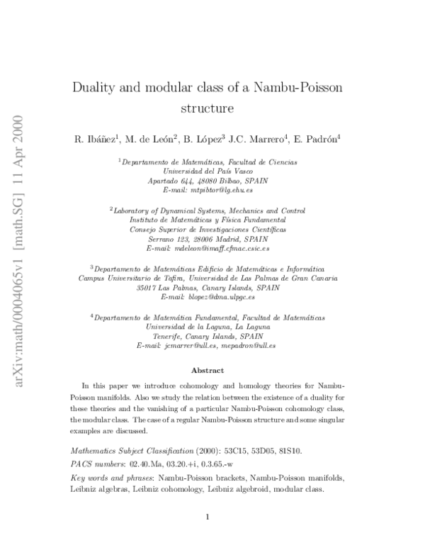 (PDF) Duality and modular class of a Nambu-Poisson structure