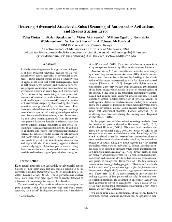 Pdf Detecting Adversarial Attacks Via Subset Scanning Of Autoencoder