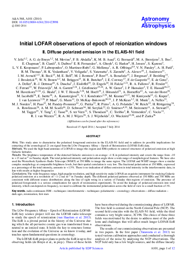 (PDF) Initial LOFAR observations of epoch of reionization windows: II. diffuse polarized ...