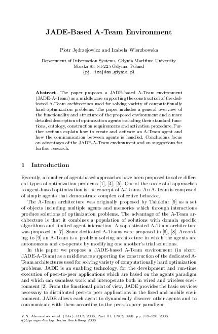(PDF) JADE-Based A-Team Environment