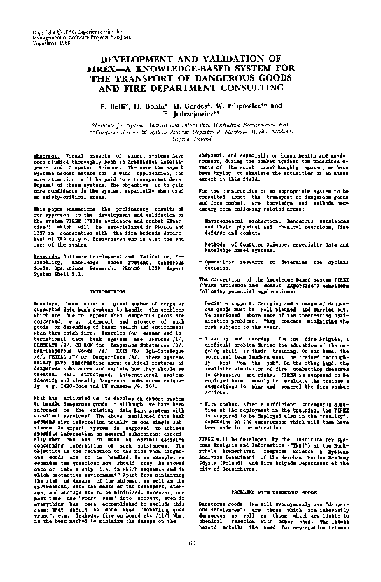 (PDF) Development and validation of firex—A knowledge-based system for the transport of ...