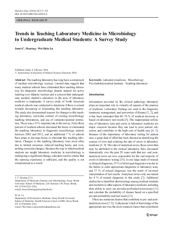 (PDF) Trends in Teaching Laboratory Medicine in Microbiology to ...