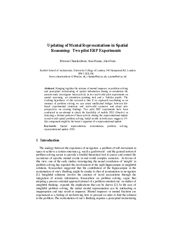 (PDF) Updating of Mental Representations in Spatial Reasoning : Two pilot ERP Experiments