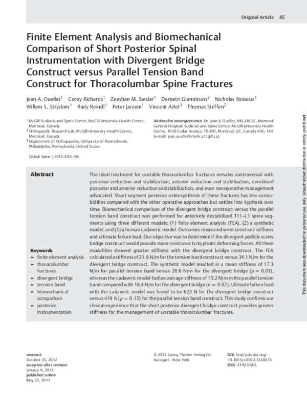 (PDF) Finite Element Analysis and Biomechanical Comparison of Short Posterior Spinal ...