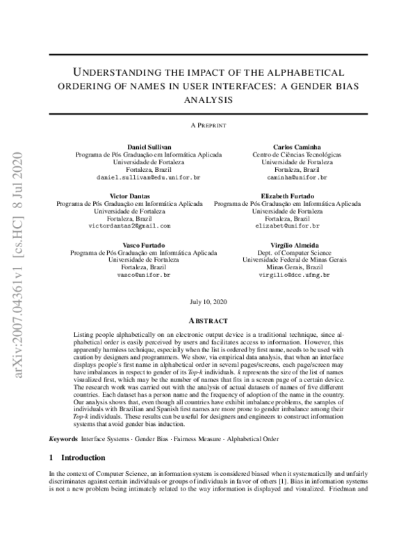 (PDF) Understanding the Impact of the Alphabetical Ordering of Names in ...