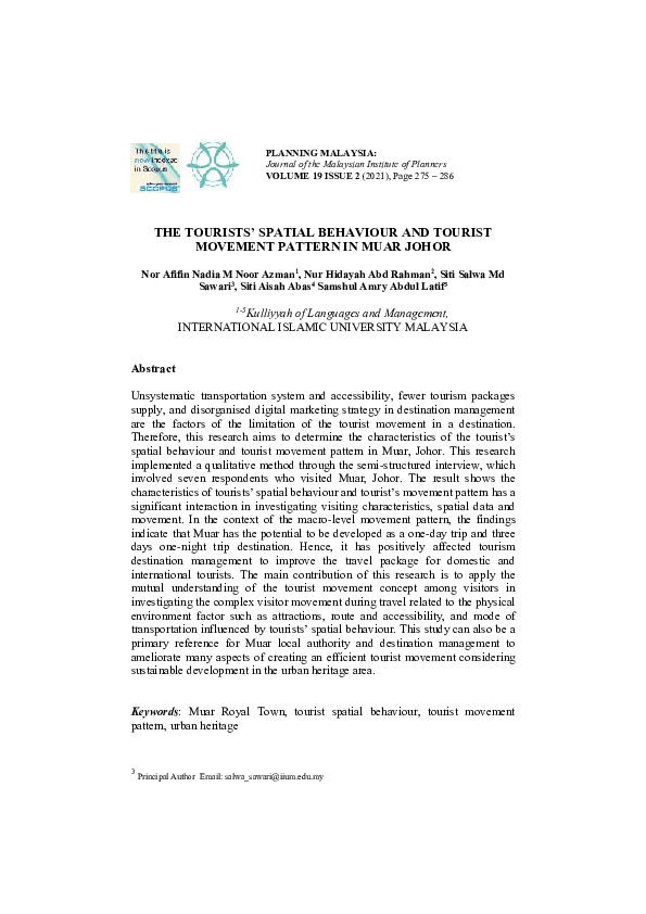 (PDF) The Tourists’ Spatial Behaviour and Tourist Movement Pattern in ...