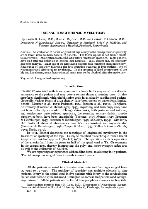 (PDF) Dorsal longitudinal myelotomy