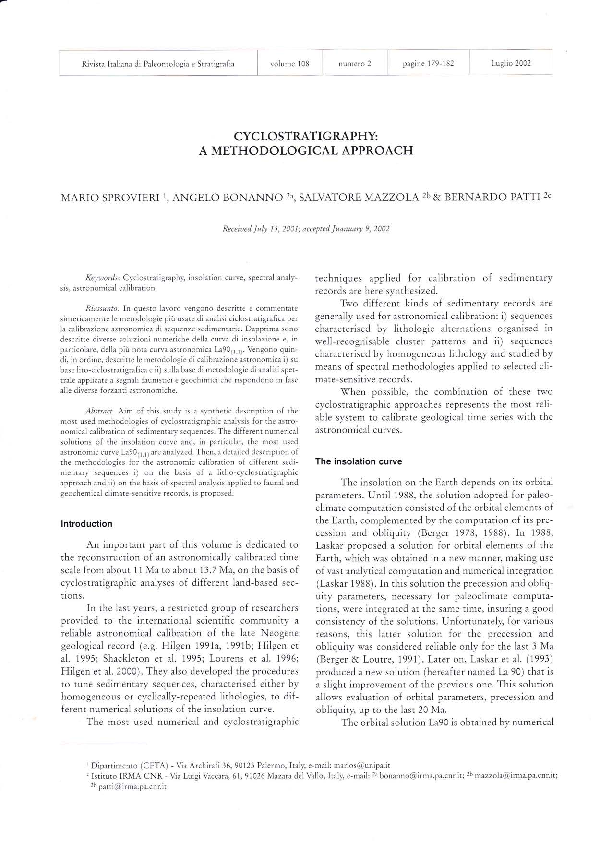 (PDF) Cyclostratigraphy: A Methodological Approach