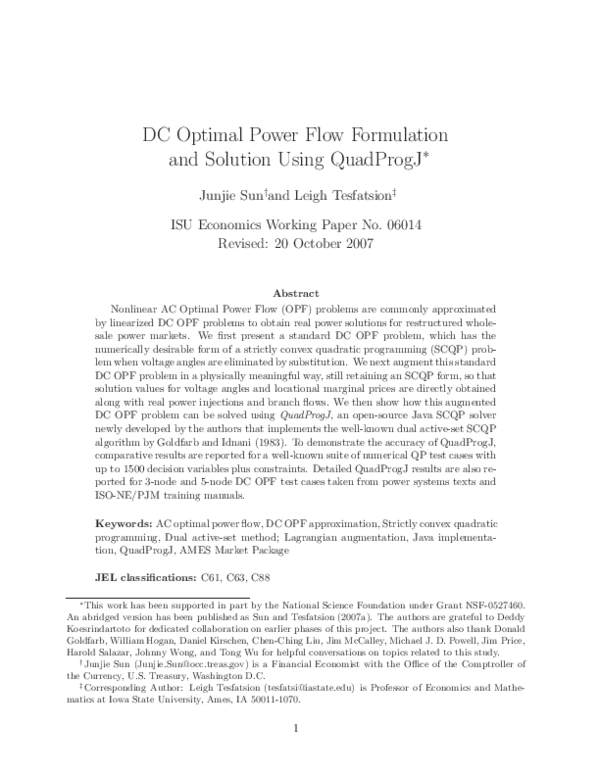 (PDF) The standard AC Optimal Power Flow (OPF) problem involves the minimization