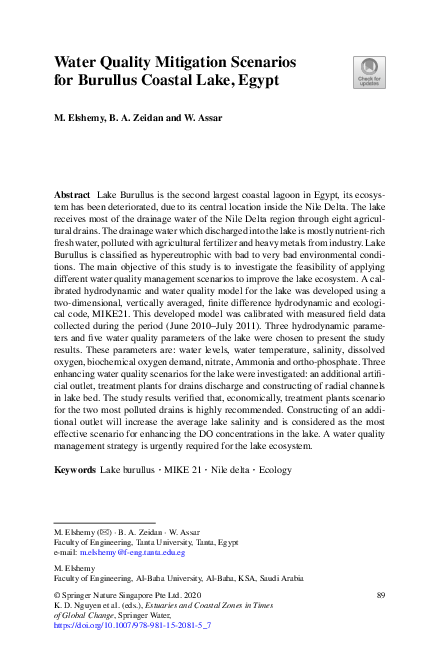 (PDF) Water Quality Mitigation Scenarios for Burullus Coastal Lake, Egypt