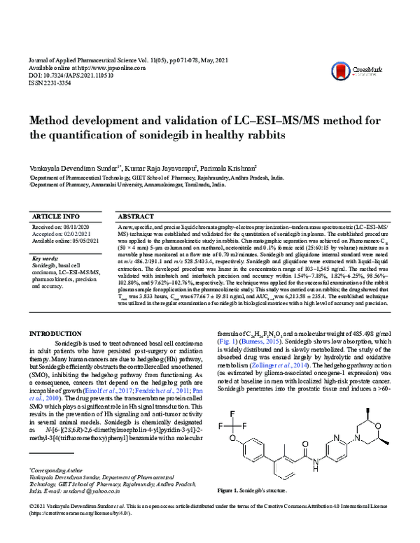 Pdf Method Development And Validation Of Lcesimsms Method For The Quantification Of