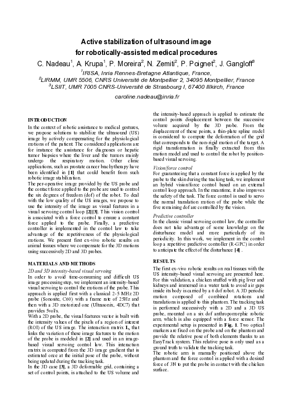 (PDF) Active stabilization of ultrasound image for robotically-assisted ...