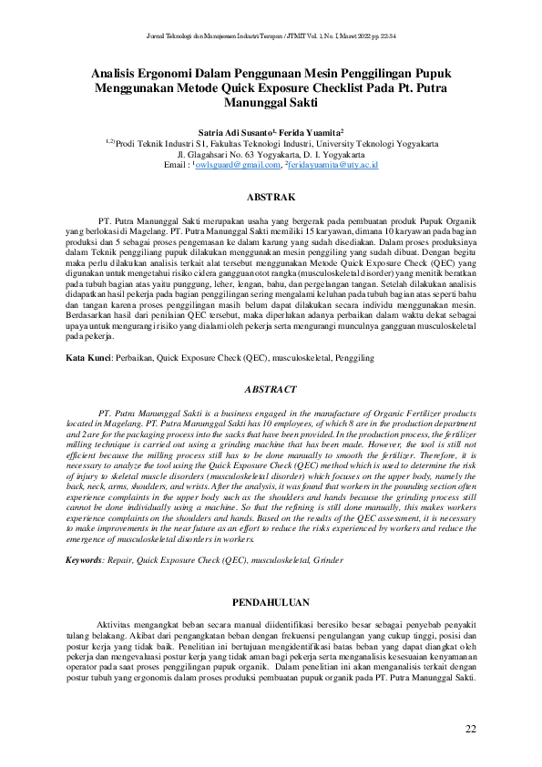 (PDF) Analisis Ergonomi Dalam Penggunaan Mesin Penggilingan Pupuk ...