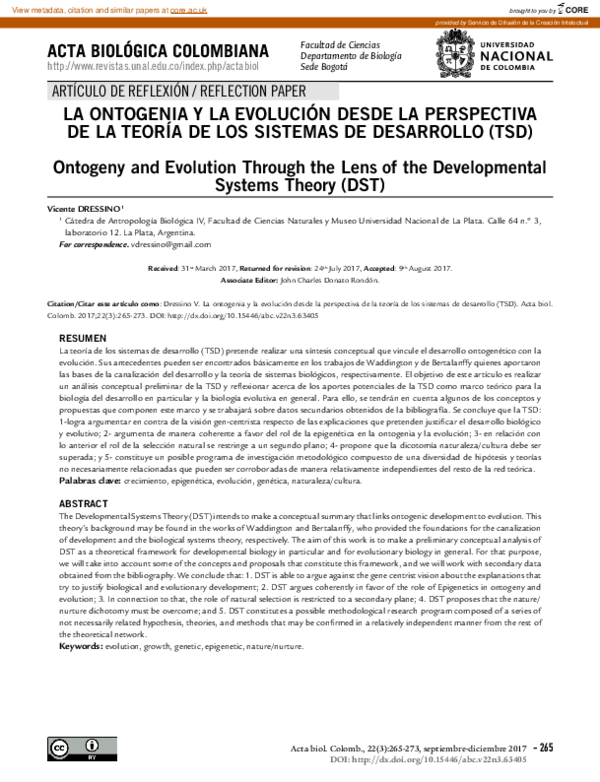 (PDF) Ontogeny and Evolution Through the Lens of the Developmental ...