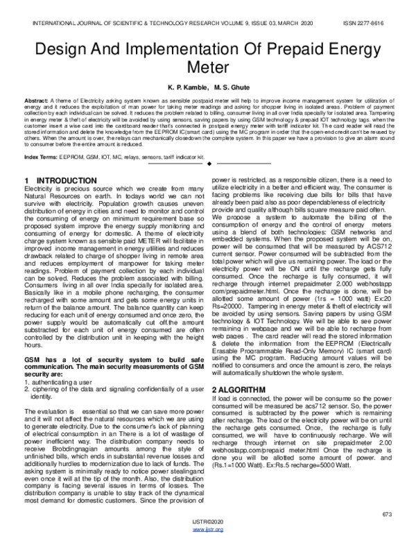 (PDF) Design And Implementation Of Prepaid Energy Meter