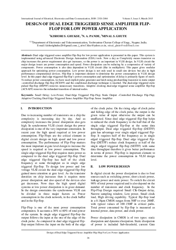 (PDF) Design of Dual Edge Triggered Sense Amplifier Flip- Flop for Low Power Application