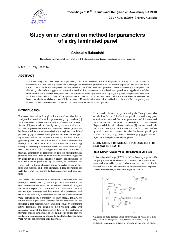 (PDF) Study on an estimation method for parameters of a dry laminated panel