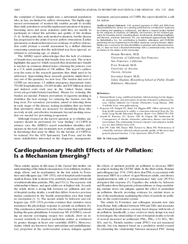 (PDF) Cardiopulmonary Health Effects of Air Pollution:Is a Mechanism ...