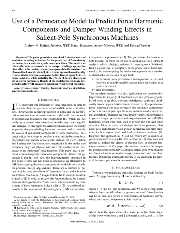 (PDF) Use of a permeance model to predict force harmonic components and damper winding effects ...