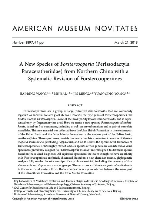 (PDF) A new species of Forstercooperia (Perissodactyla ...