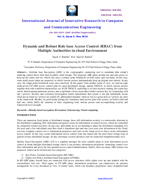 (PDF) Dynamic and Robust Role base Access Control (RBAC) from Multiple ...