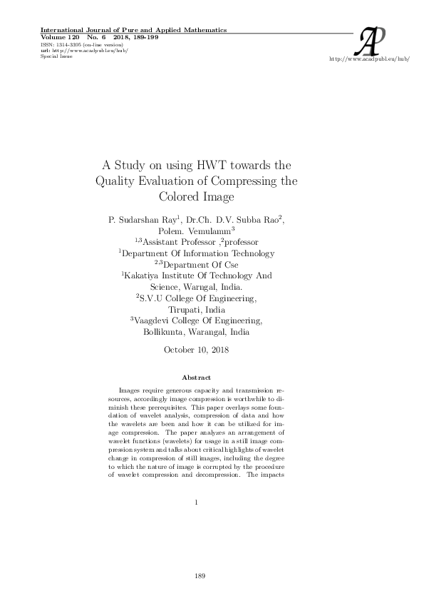 (PDF) A study on using HWT towards the quality evaluation of ...