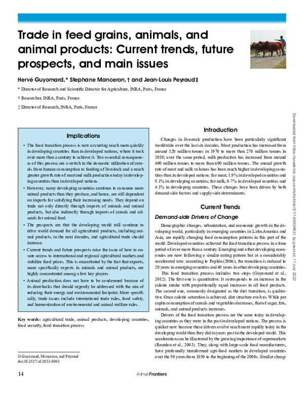 (PDF) Trade in feed grains, animals, and animal products: Current ...