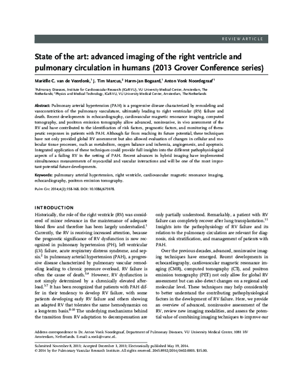 (PDF) State of the art: advanced imaging of the right ventricle and ...