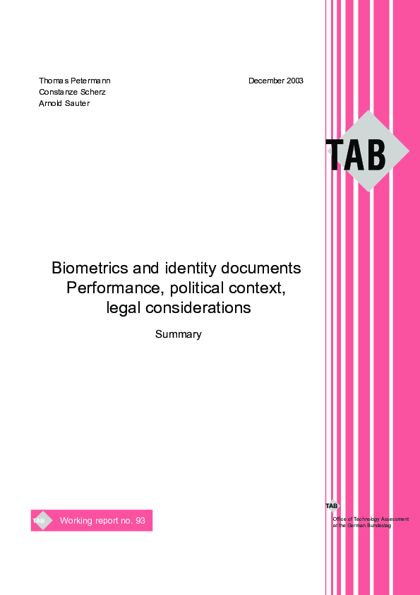 (PDF) Biometrics in Identity Documents: Trends & Issues