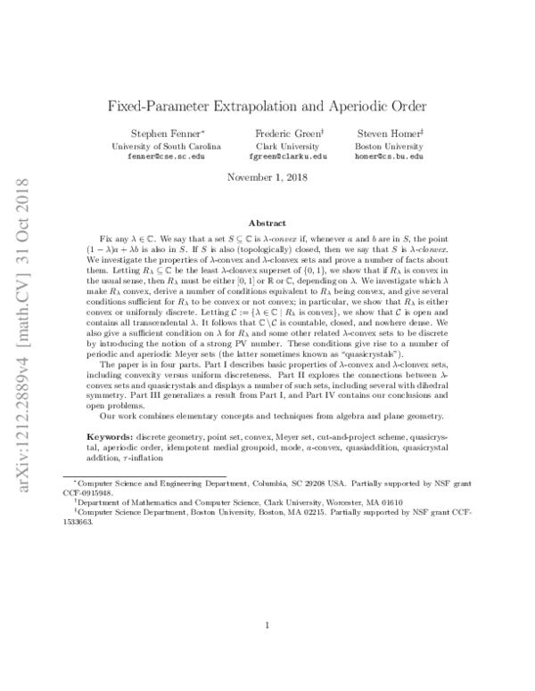 (PDF) Fixed-Parameter Extrapolation and Aperiodic Order