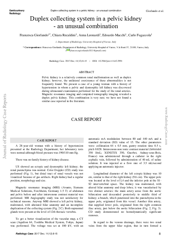 (PDF) Duplex collecting system in a pelvic kidney - an unusual combination