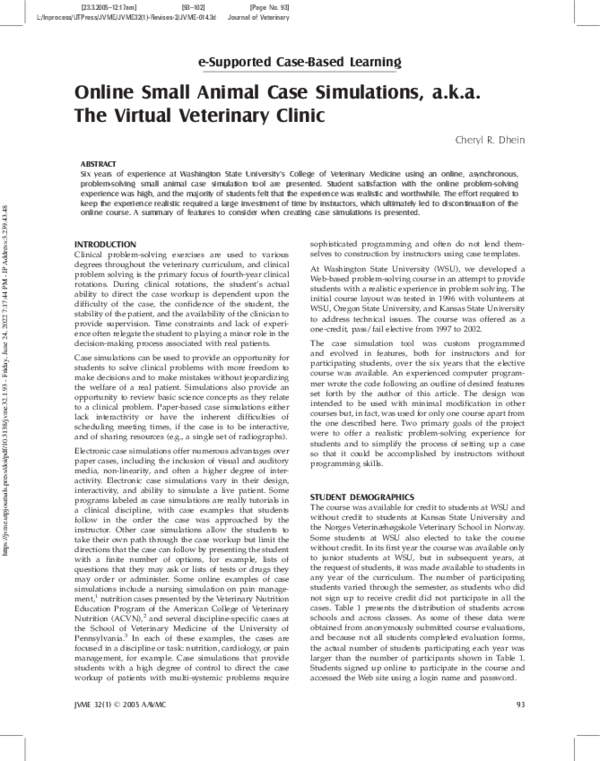(PDF) Online Small Animal Case Simulations, a.k.a. The Virtual ...