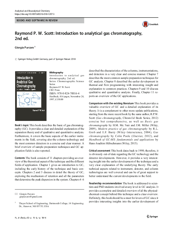 (PDF) Raymond P. W. Scott: Introduction to analytical gas ...