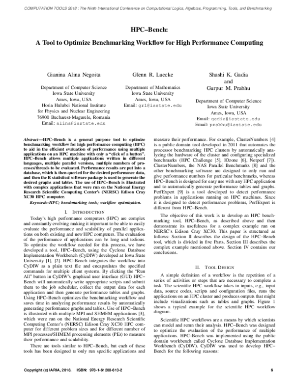 (PDF) HPC-Bench: A Tool to Optimize Benchmarking Workflow for High Performance Computing