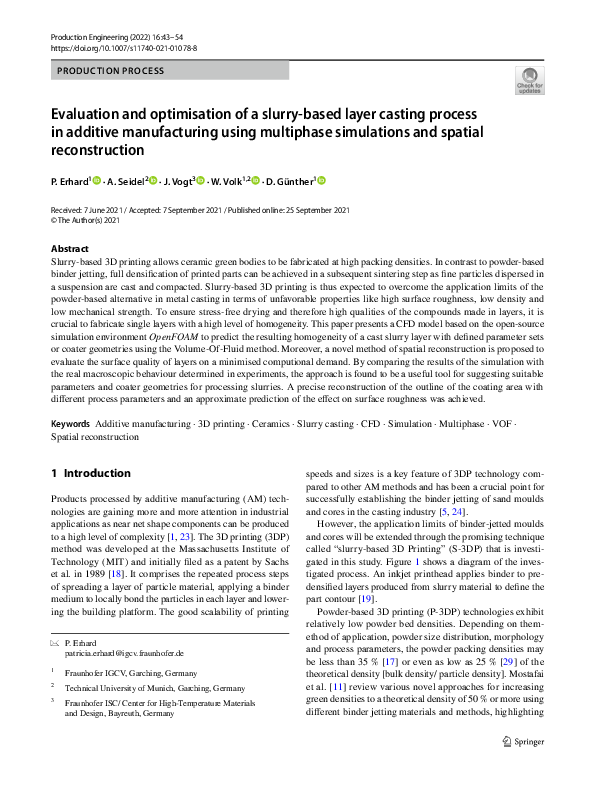 (PDF) Evaluation and optimisation of a slurry-based layer casting process in additive ...