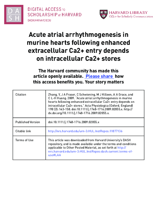 (PDF) Acute atrial arrhythmogenesis in murine hearts following enhanced ...
