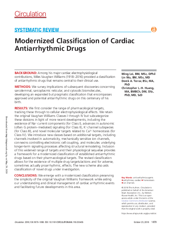 (PDF) Modernized Classification of Cardiac Antiarrhythmic Drugs