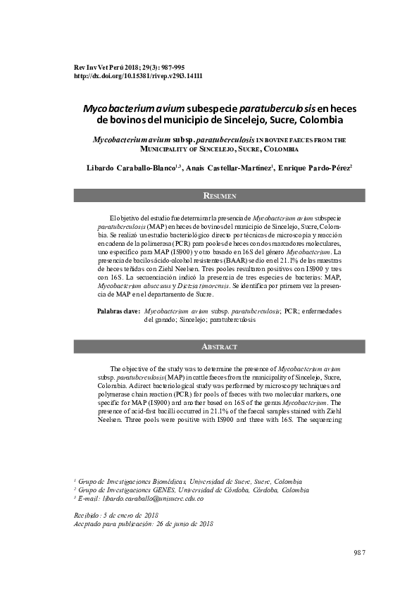 (PDF) Mycobacterium avium subespecie paratuberculosis en heces de ...