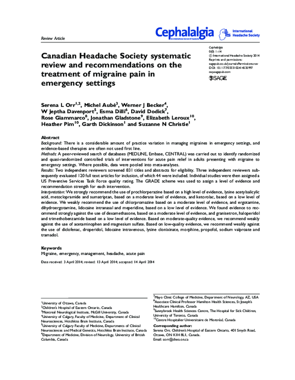 (PDF) Canadian Headache Society systematic review and recommendations ...
