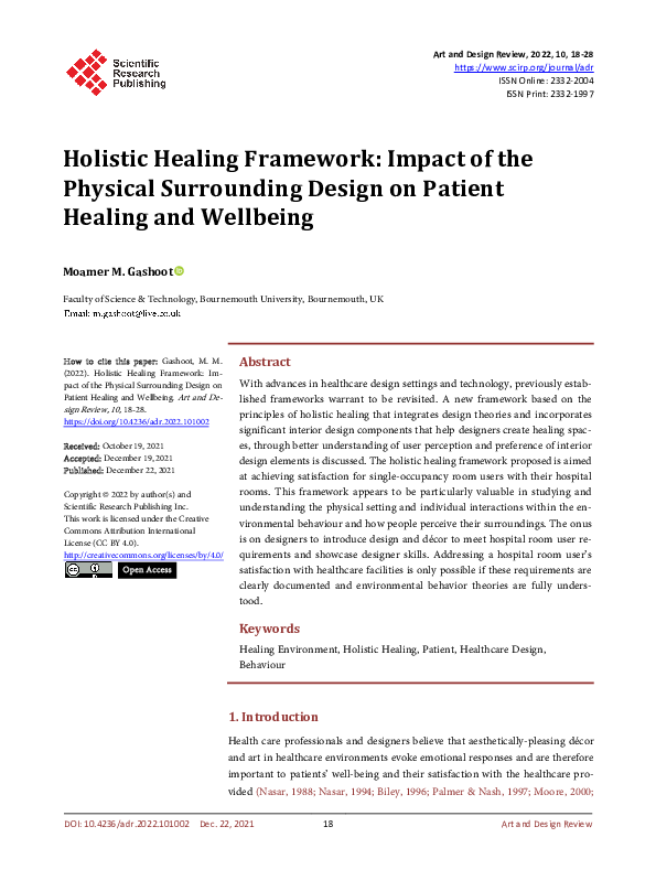 (PDF) Holistic Healing Framework: Impact of the Physical Surrounding ...