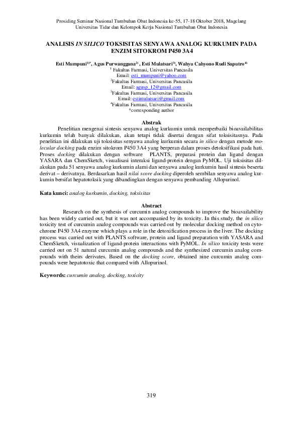 (PDF) Analisis in Silico Toksisitas Senyawa Analog Kurkumin Pada Enzim ...