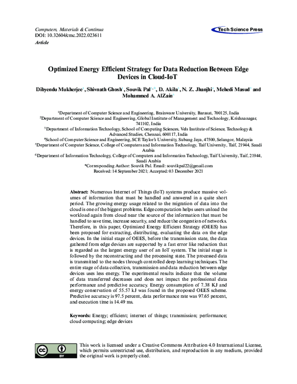 Pdf Optimized Energy Efficient Strategy For Data Reduction Between Edge Devices In Cloud Iot