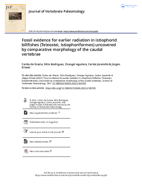 (PDF) Fossil evidence for earlier radiation in istiophorid billfishes ...